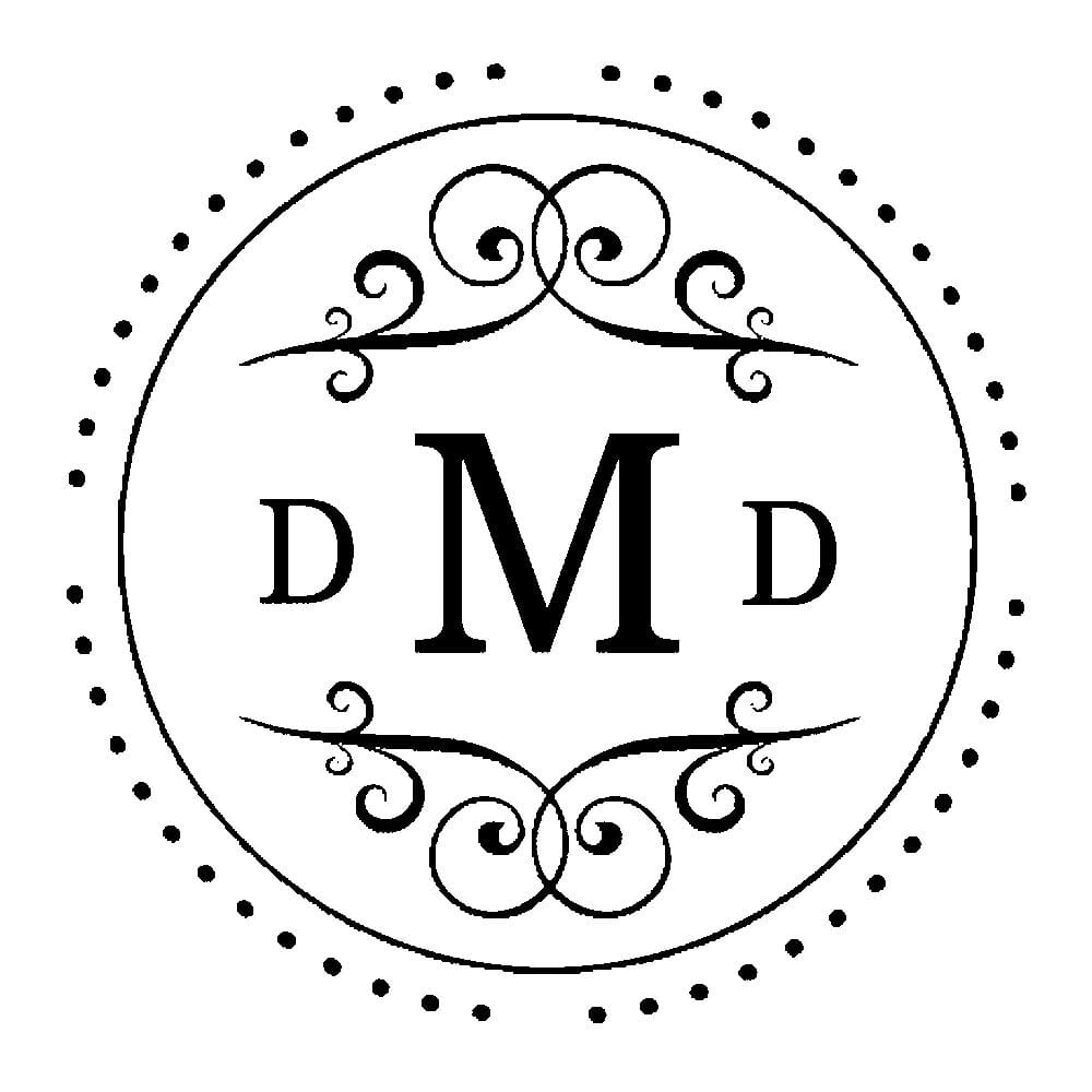 Timbro Rotondo Monogram Tre iniziali con decori fantasia (Trodat Printy ...