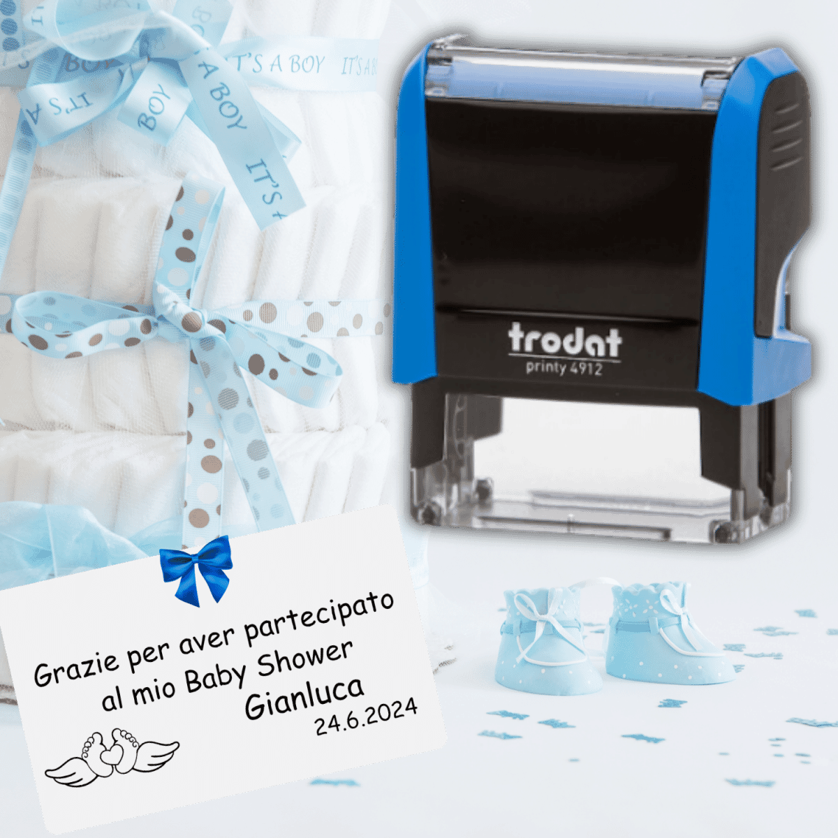 Timbro Medium per Biglietti ed Inviti - Blu | www.timbri.it