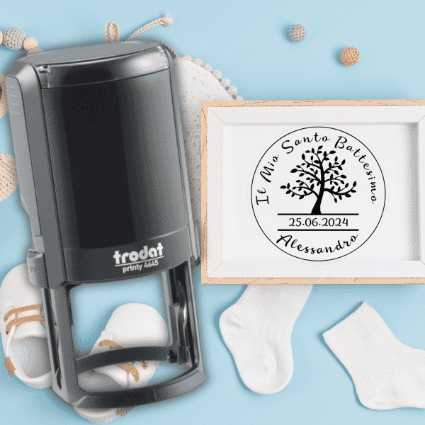 Timbro Large Tondo per Biglietti - Battesimo | www.timbri.it