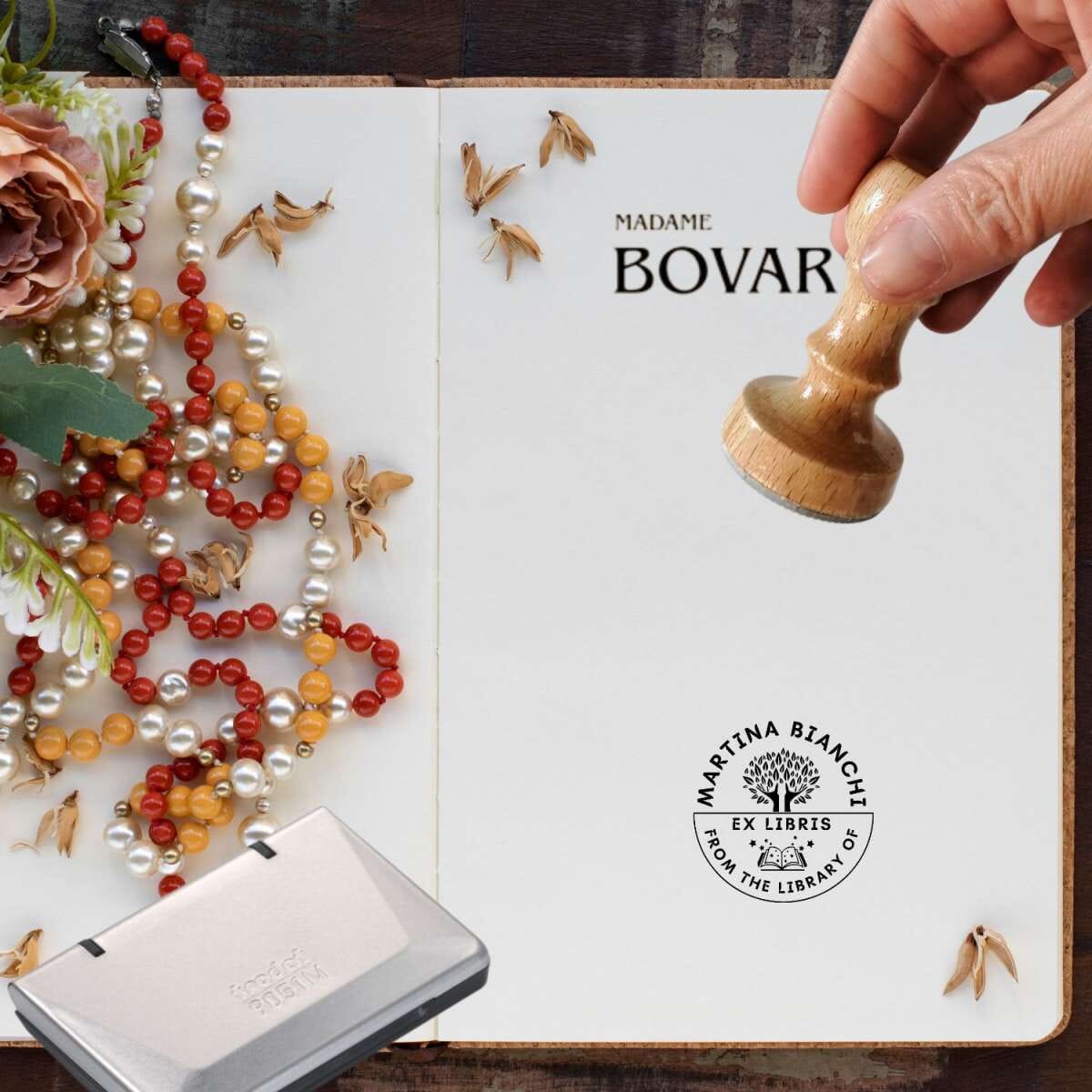 Timbro Ex Libris Legno Rotondo Albero Vita - SOLO TIMBRO | www.timbri.it